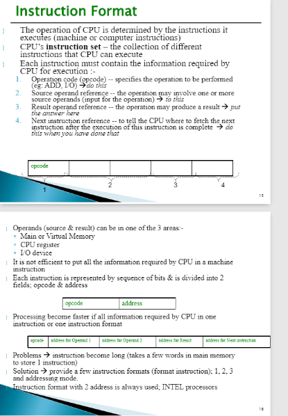 Instruction Format The operation of CPU is determined | Chegg.com