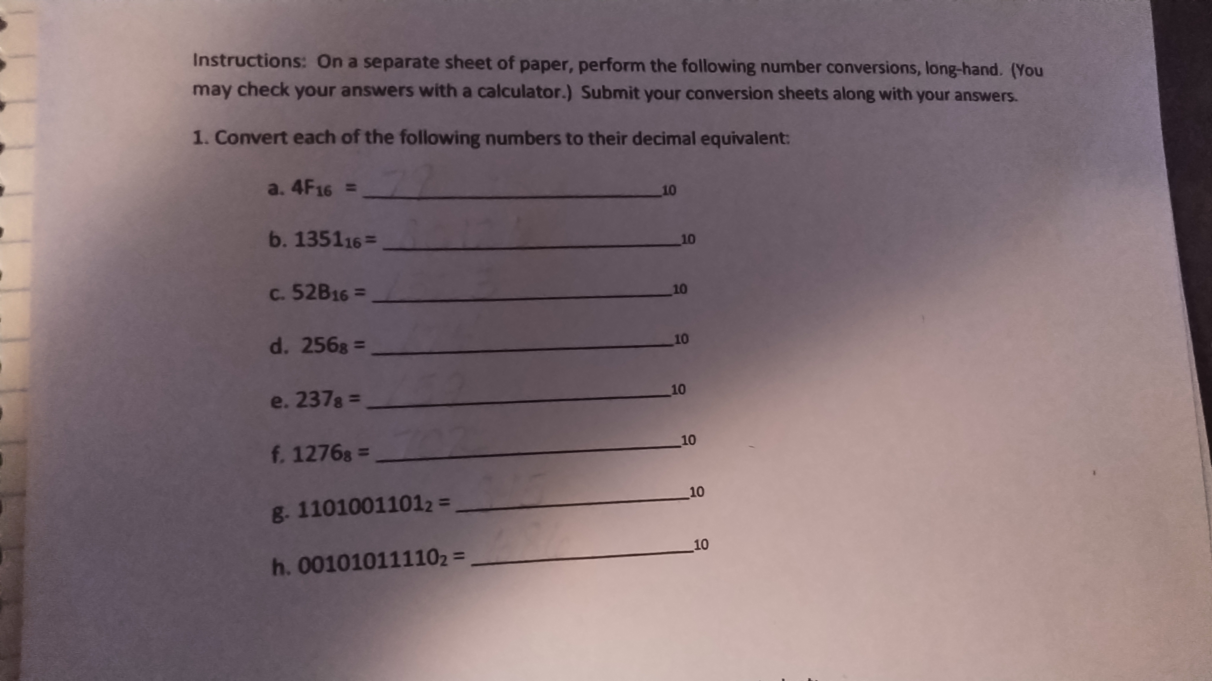 Instructions: On a separate sheet of paper, perform | Chegg.com