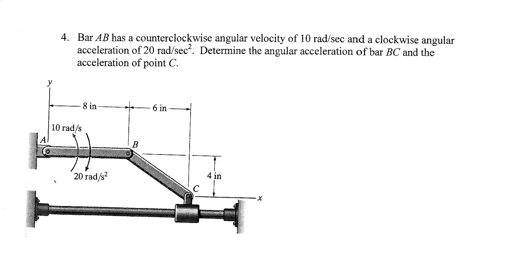 Solved 4. Bar AB has a counterclockwise angular velocity of | Chegg.com