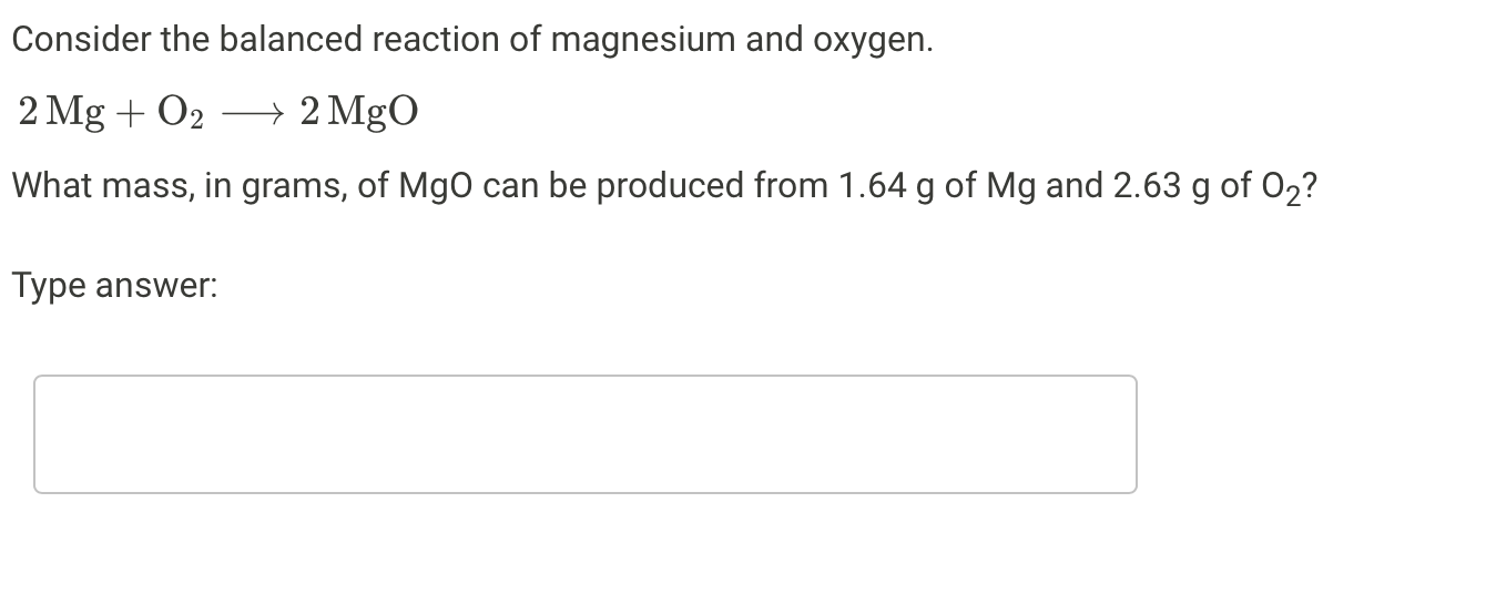 Solved Consider the balanced reaction of magnesium and | Chegg.com
