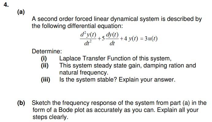 Solved 4. (a) A second order forced linear dynamical system | Chegg.com