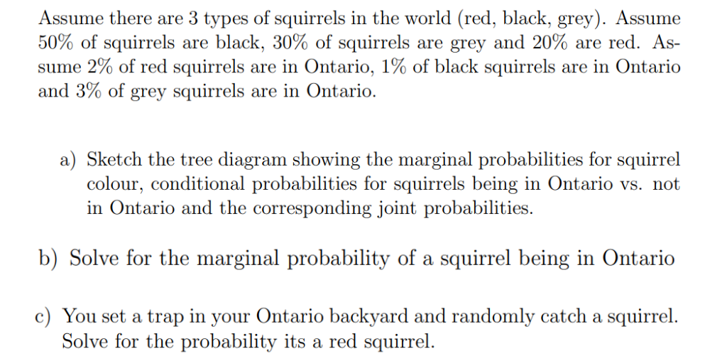 Solved Assume there are 3 types of squirrels in the world | Chegg.com