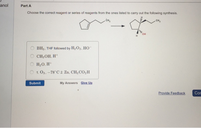 Solved Choose the correct reagent or series of reagents from | Chegg.com