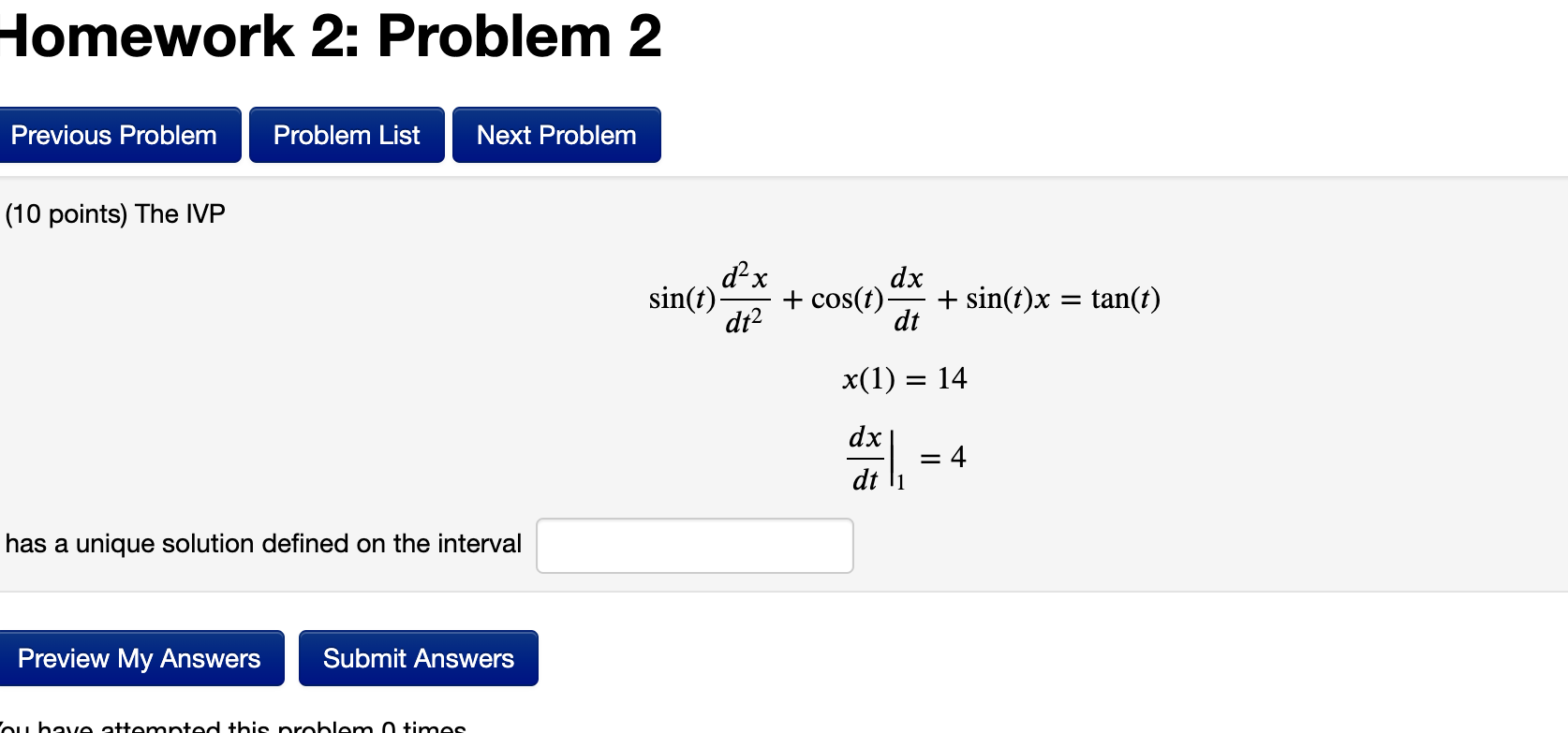 Solved (10 points) The IVP | Chegg.com