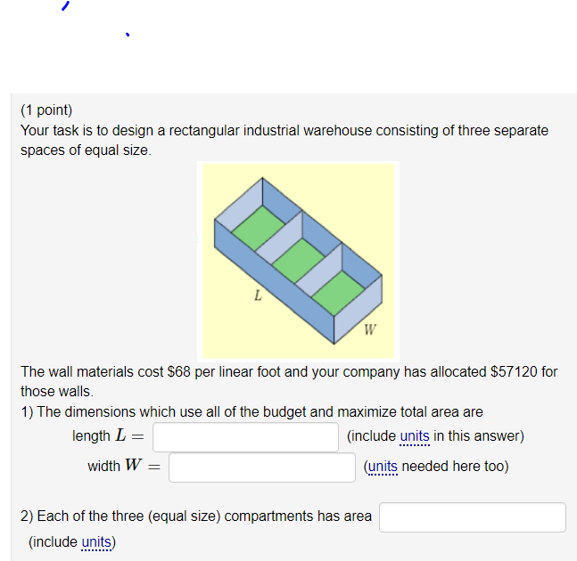 Solved (1 point) Your task is to design a rectangular | Chegg.com