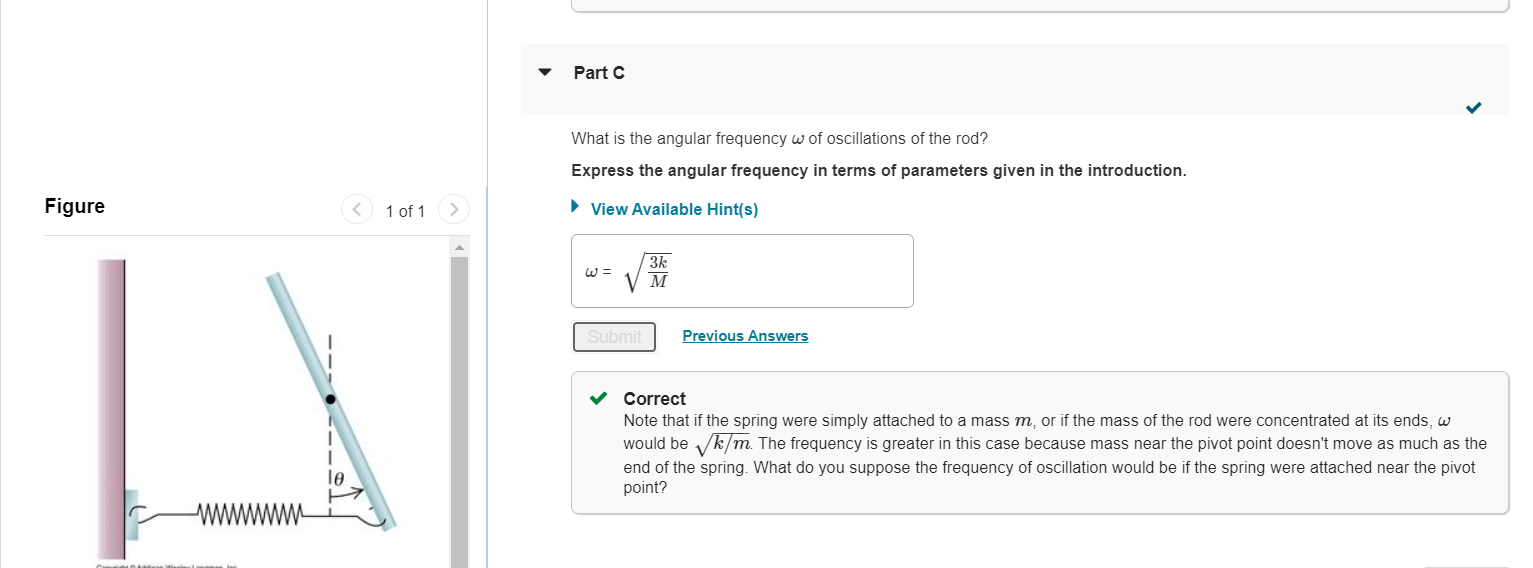 Solved Part CWhat is the angular frequency ω ﻿of | Chegg.com