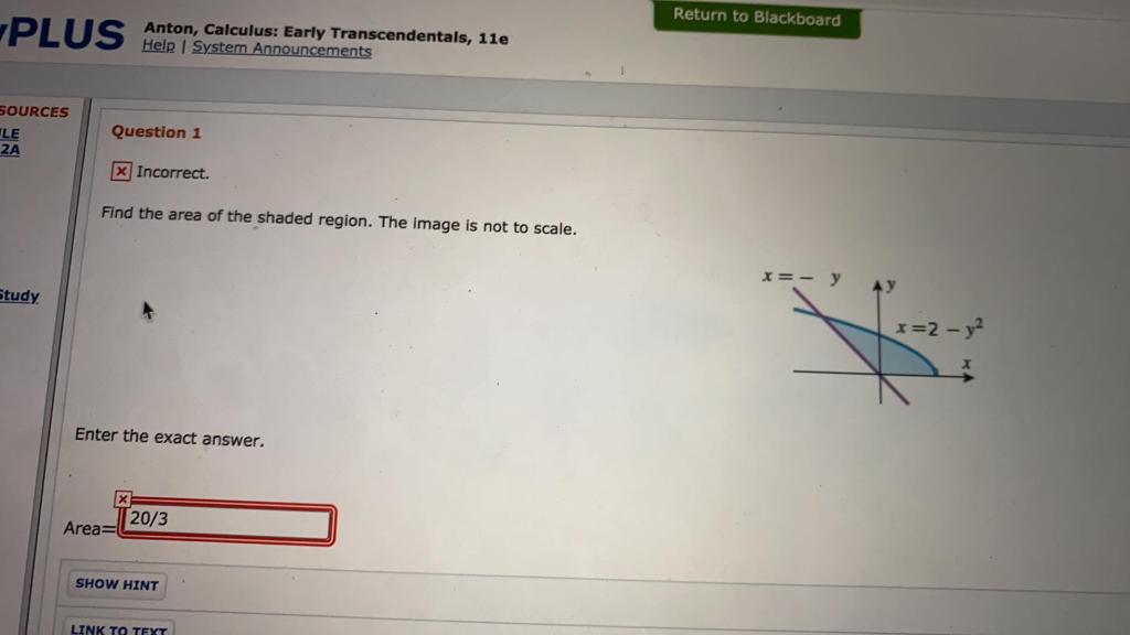 Solved Return to Blackboard PLUS Antons Calculus: Early | Chegg.com