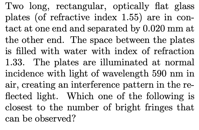 Solved Two long, rectangular, optically flat glass plates | Chegg.com