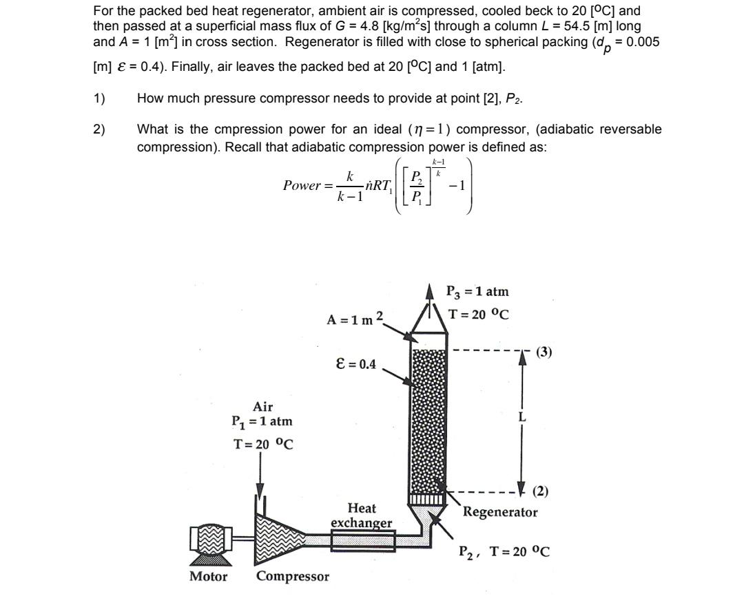Solved For the packed bed heat regenerator, ambient air is | Chegg.com