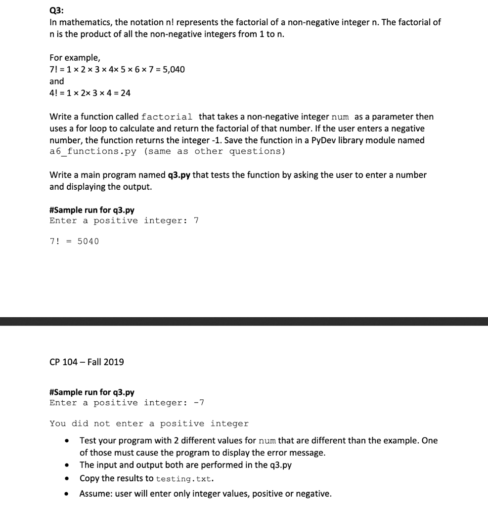 Solved Q3: In mathematics, the notation n! represents the | Chegg.com