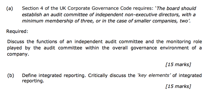 Solved (a) Section 4 of the UK Corporate Governance Code | Chegg.com