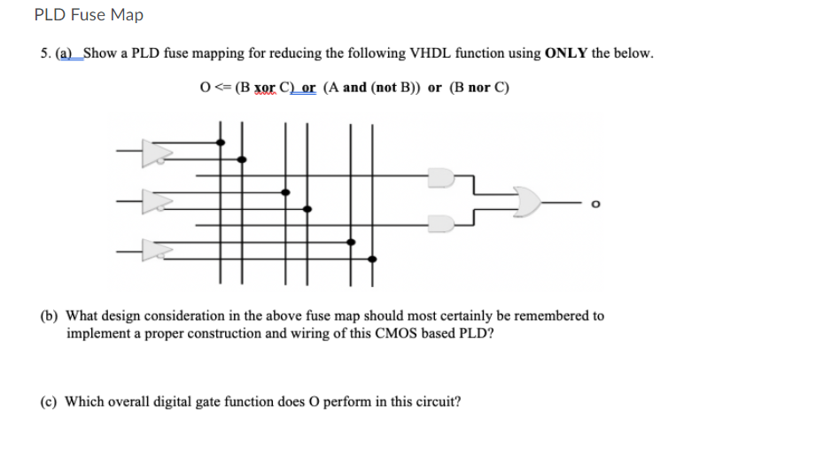 Solved PLD Fuse Map 5. (a)_Show a PLD fuse mapping for | Chegg.com