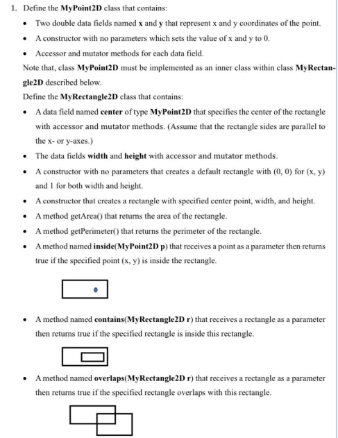 Solved 1. Define the MyPoint2D class that contains: • Two | Chegg.com