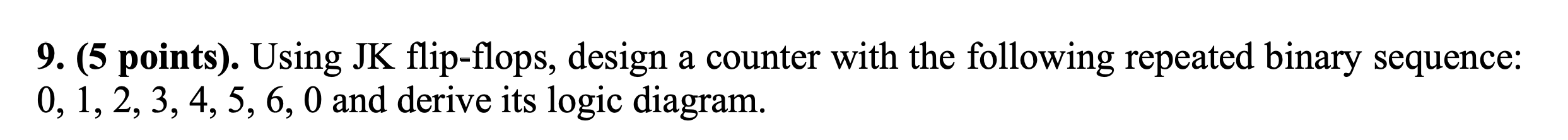 Solved (5 ﻿points). ﻿Using JK flip-flops, design a counter | Chegg.com