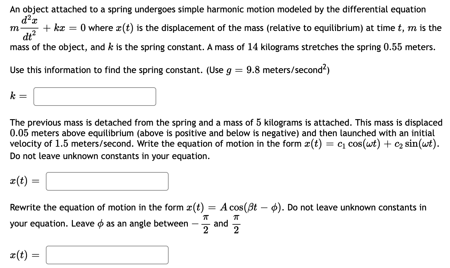 Solved An object attached to a spring undergoes simple | Chegg.com