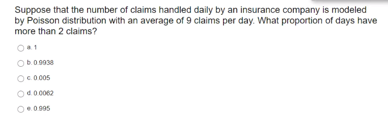 Solved Suppose that the number of claims handled daily by an | Chegg.com
