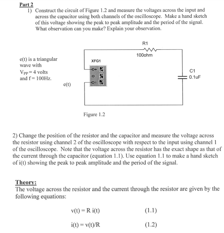 Solved Part 2 1) Construct the circuit of Figure 1.2 and | Chegg.com