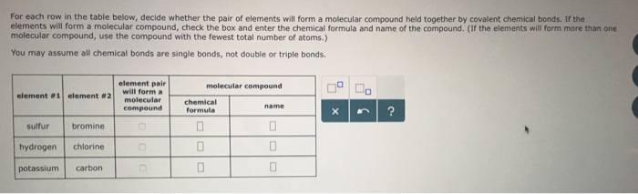 Solved For each row in the table below, decide whether the | Chegg.com