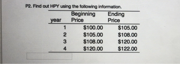 Solved P2. Find out HPY using the following information. | Chegg.com
