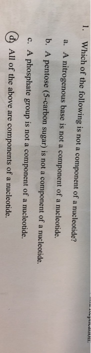 Solved 1. Which of the following is not a component of a | Chegg.com