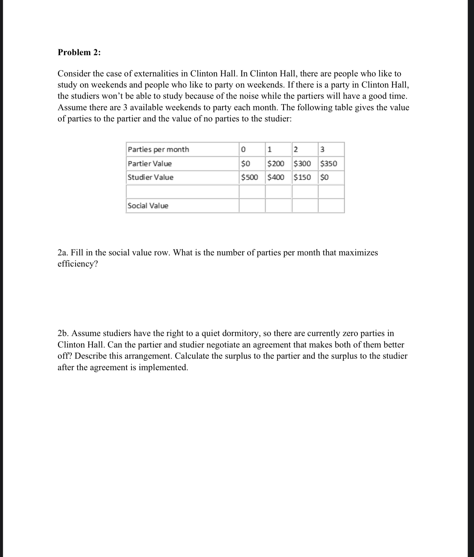 Solved Consider the case of externalities in Clinton Hall. | Chegg.com