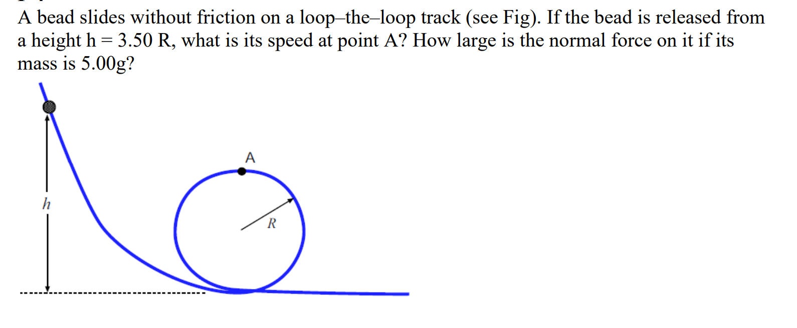 Solved A bead slides without friction on a loop-the-loop | Chegg.com
