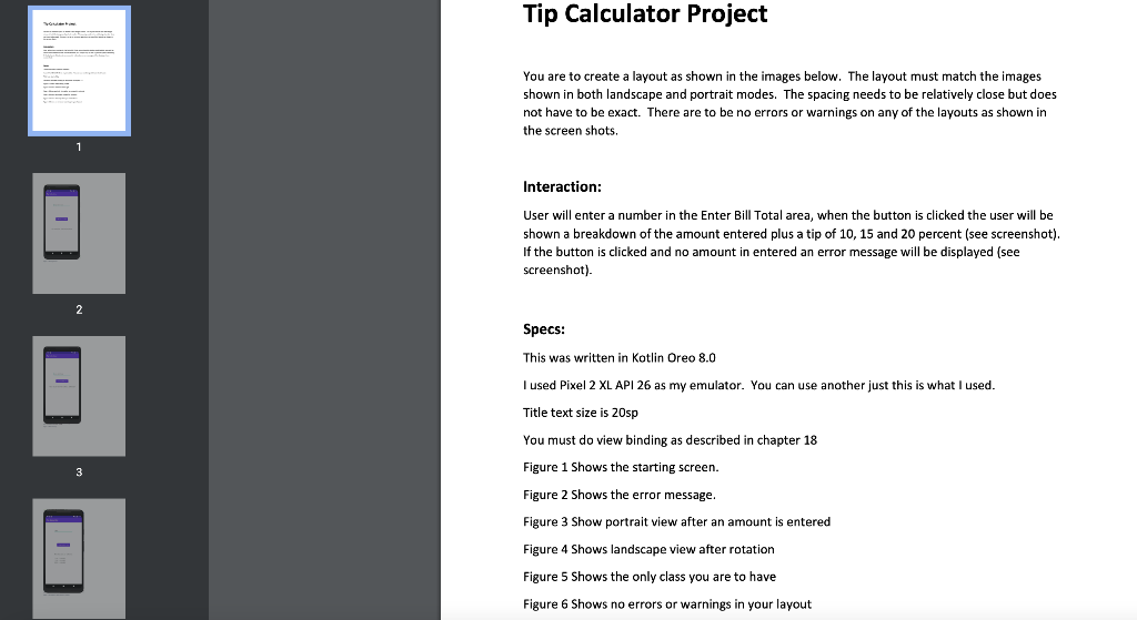 Solved Tip Calculator Project You are to create a layout as | Chegg.com