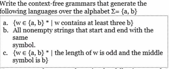 Solved Write the context-free grammars that generate the | Chegg.com