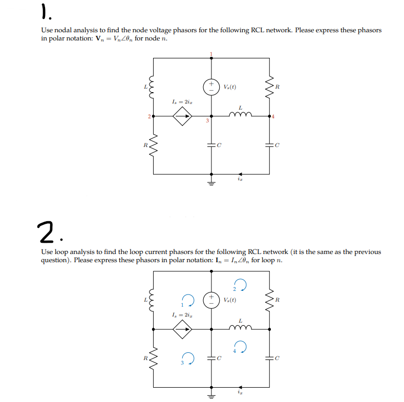 Solved Use nodal analysis to find the node voltage phasors | Chegg.com