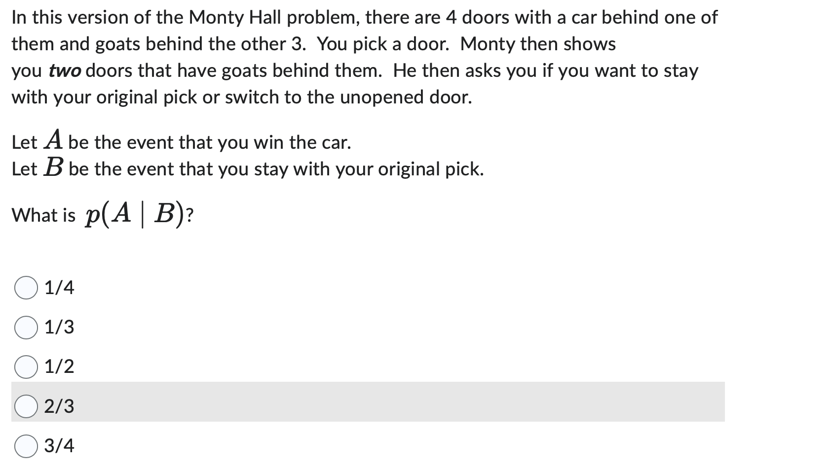 In this version of the Monty Hall problem, there are | Chegg.com