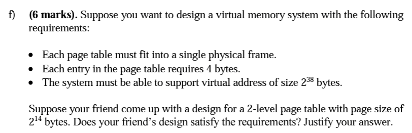 Solved f) (6 marks). Suppose you want to design a virtual | Chegg.com