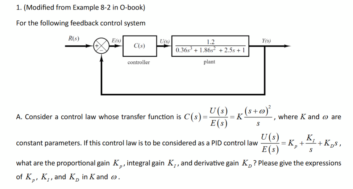 Solved 1. (Modified from Example 8-2 in O-book) For the | Chegg.com