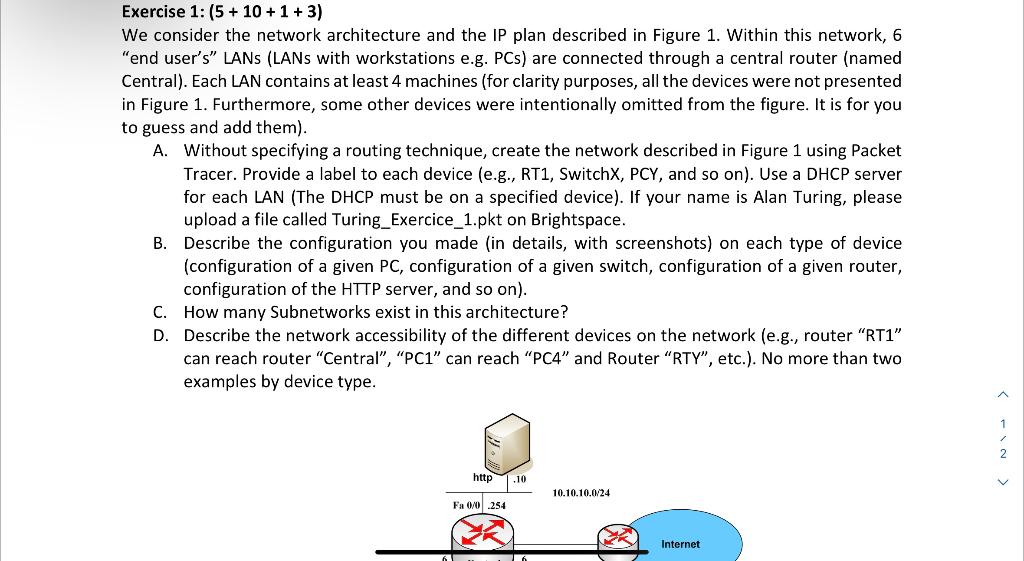 Exercise 1: (5+10+1+3) We consider the network | Chegg.com