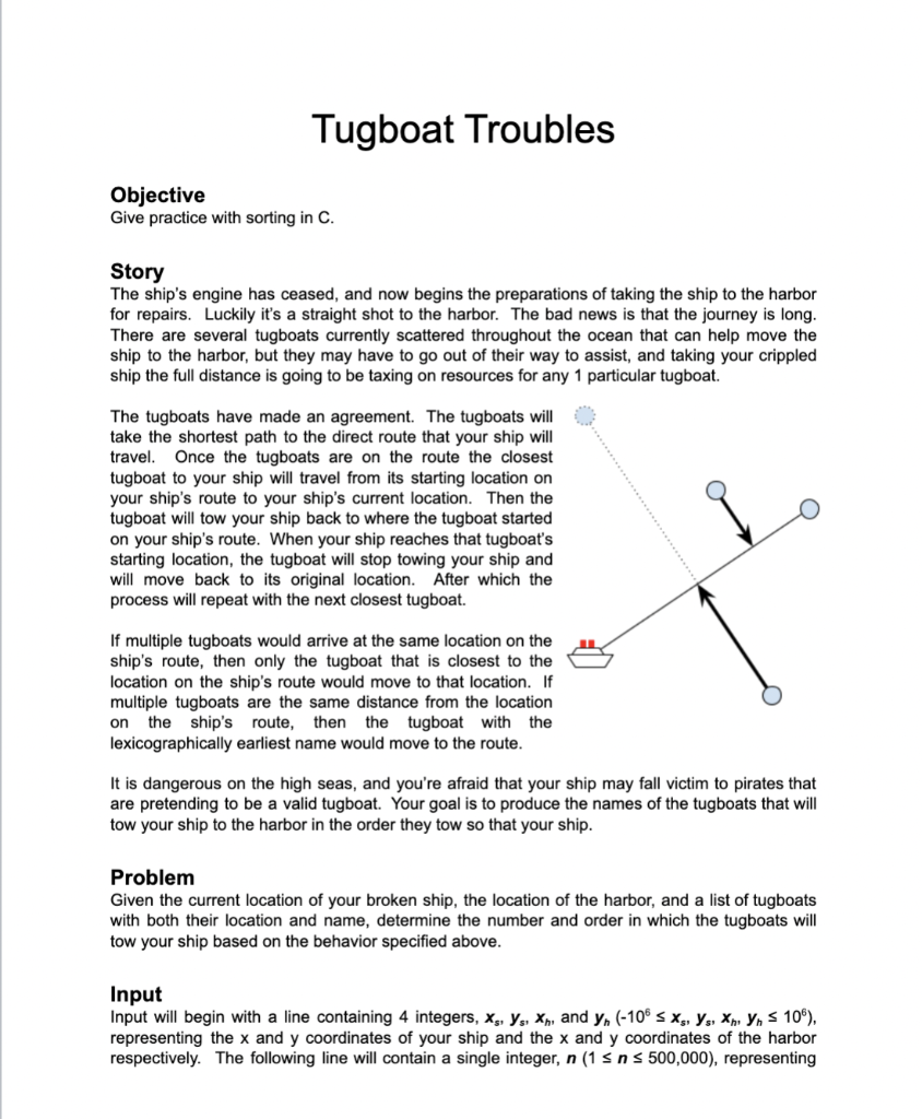 Solved Tugboat Troubles Objective Give practice with sorting | Chegg.com