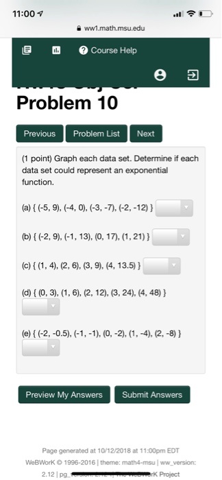 Solved 10:59 1 ww1.math.msu.edu 旦 m @Course Help Hw18 Obj | Chegg.com