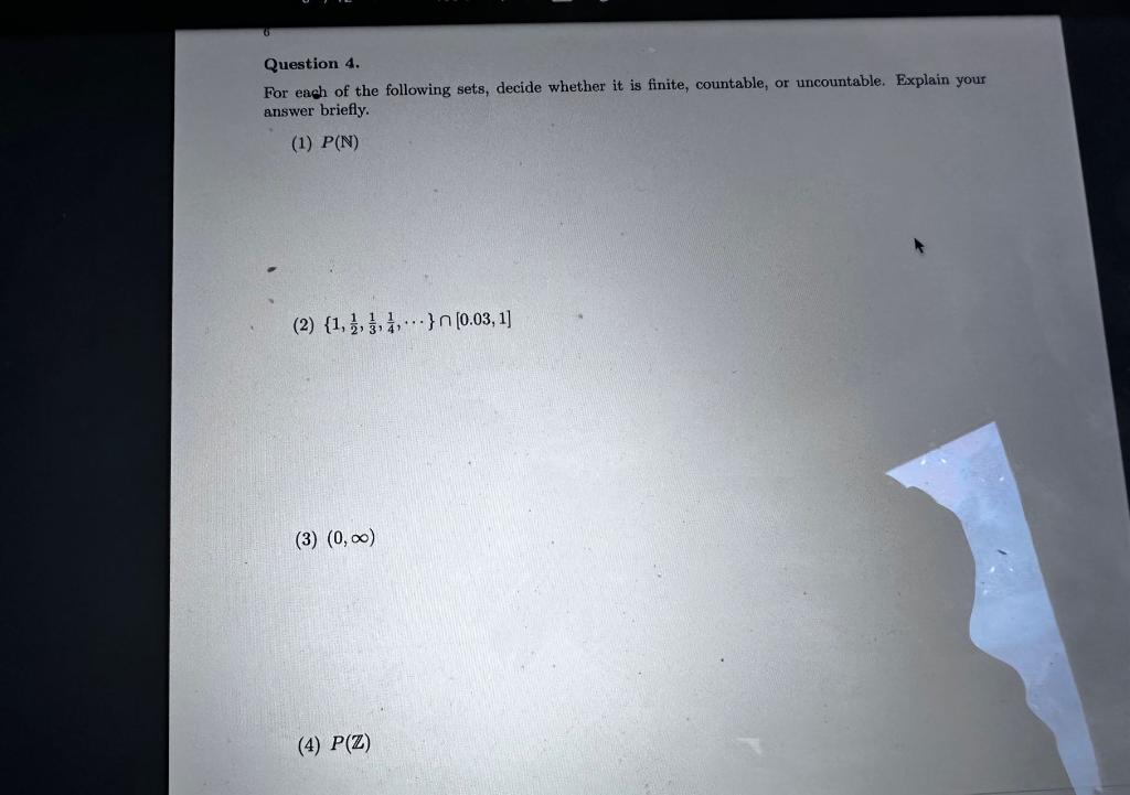 Solved Question 4. For each of the following sets, decide | Chegg.com