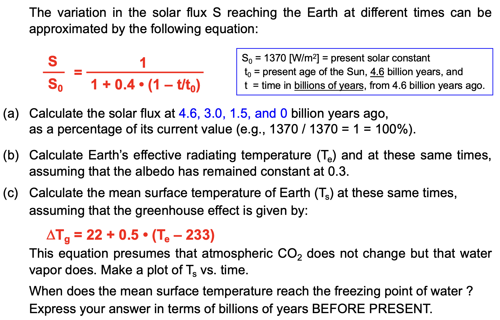 Solved The variation in the solar flux S ﻿reaching the Earth | Chegg.com