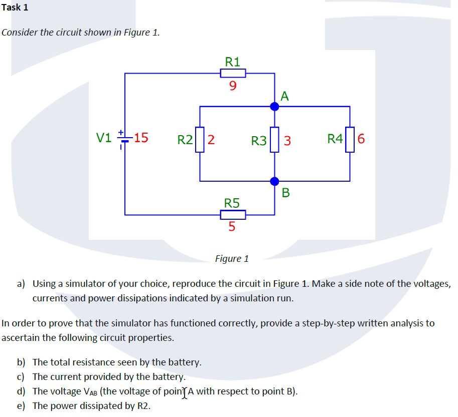 Solved Task 1Consider the circuit shown in Figure 1.a) | Chegg.com