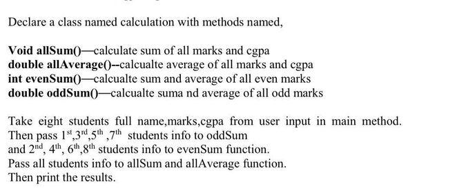 Solved Declare A Class Named Calculation With Methods Named 0179