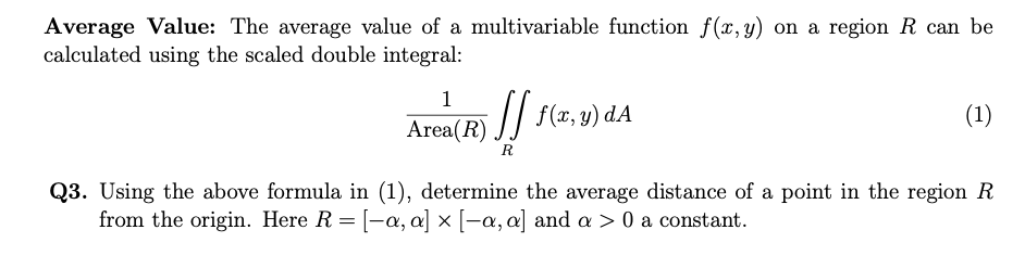 Solved Average Value: The average value of a multivariable | Chegg.com