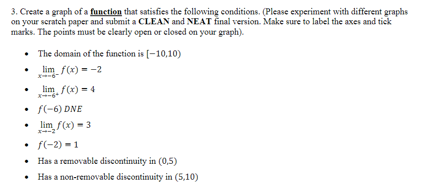 Solved 3. Create a graph of a function that satisfies the | Chegg.com