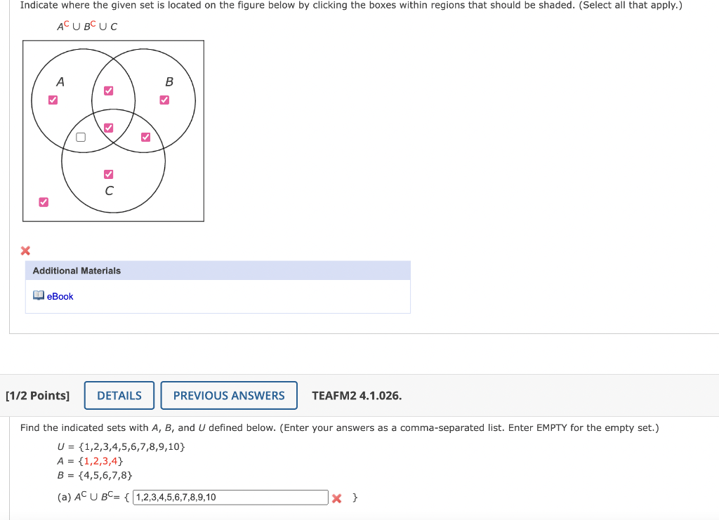 Solved AC∪BC∪C TEAFM2 4.1.026. Find the indicated sets with | Chegg.com