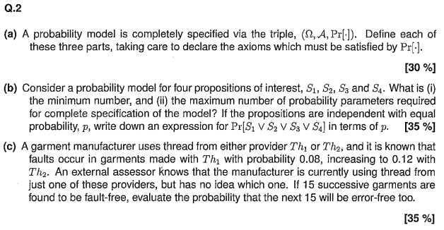 Solved Q.2 (a) A probability model is completely specified | Chegg.com