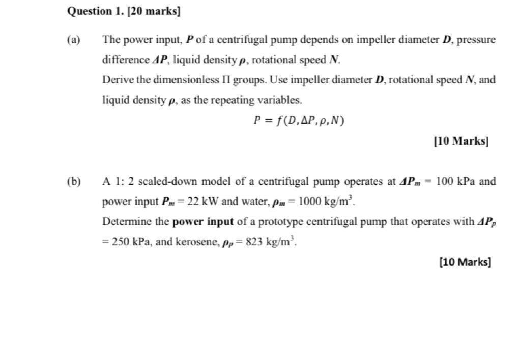 Solved Question 1 [20 Marks] A The Power Input Pof A