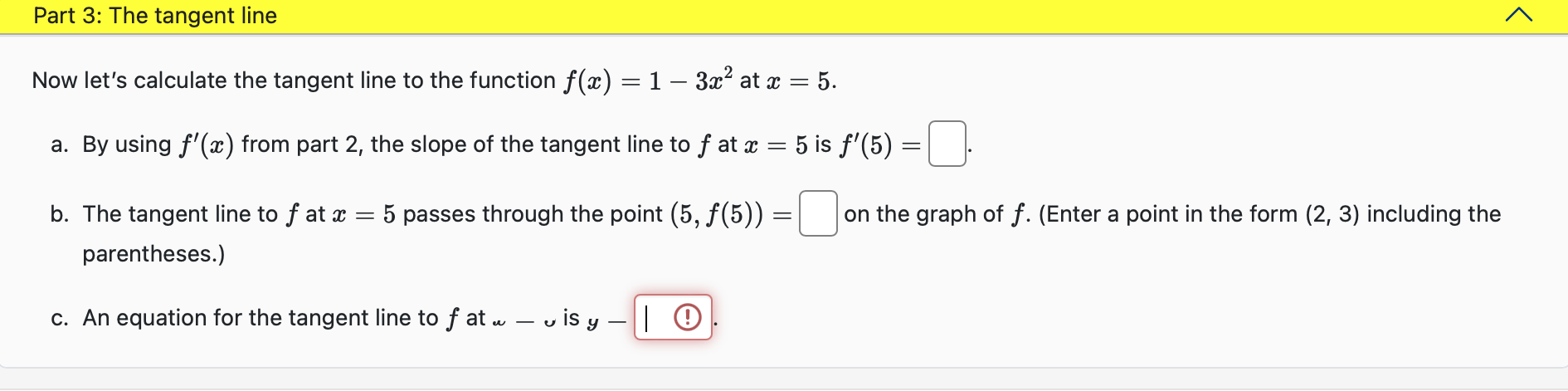 Solved Part 3: The tangent lineNow let's calculate the | Chegg.com