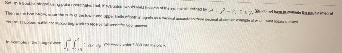 Solved Set up a double integral using polar coordinates | Chegg.com