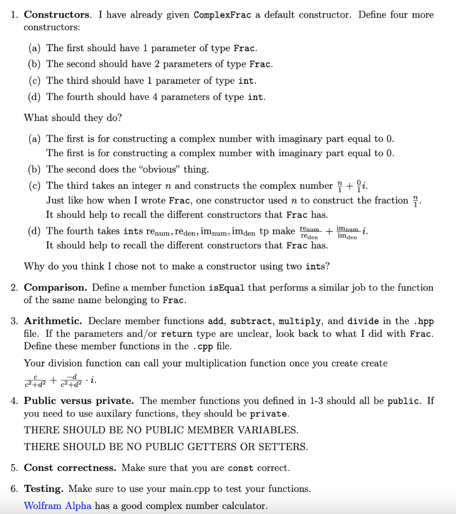 Solved - Fracs.hpp and Fracs.cpp contain the Frac class | Chegg.com