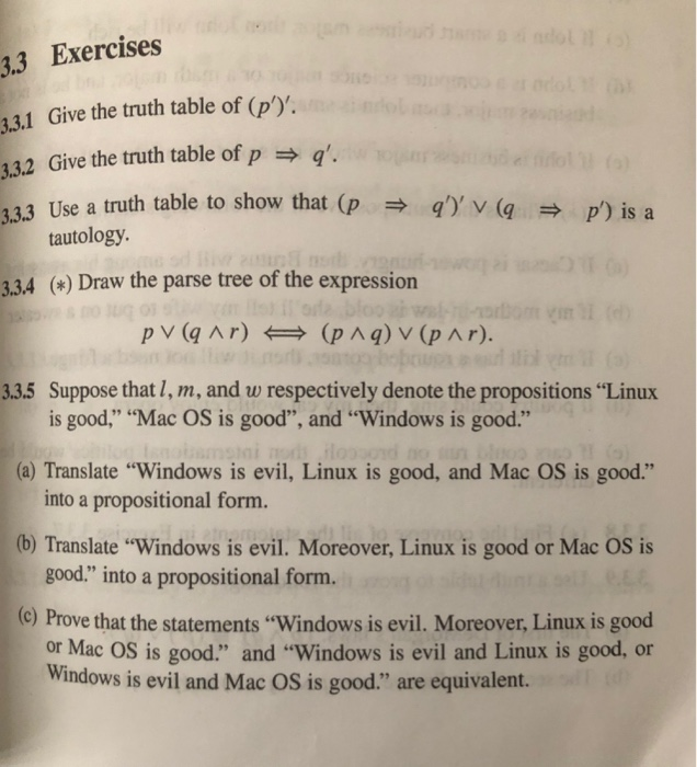 Solved Exercises 3.3 331 Give the truth table of (py 333 Use | Chegg.com
