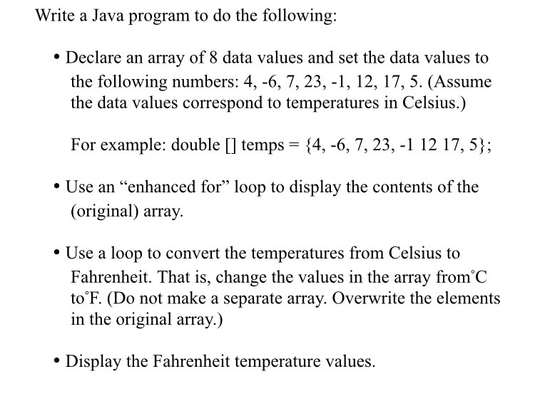 Solved Write a Java program to do the following: Declare an | Chegg.com