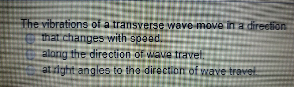Solved The vibrations of a transverse wave move in a | Chegg.com